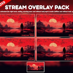RED Twitch Overlay Animated Package - Samurai Dark Landscape - Japan ...