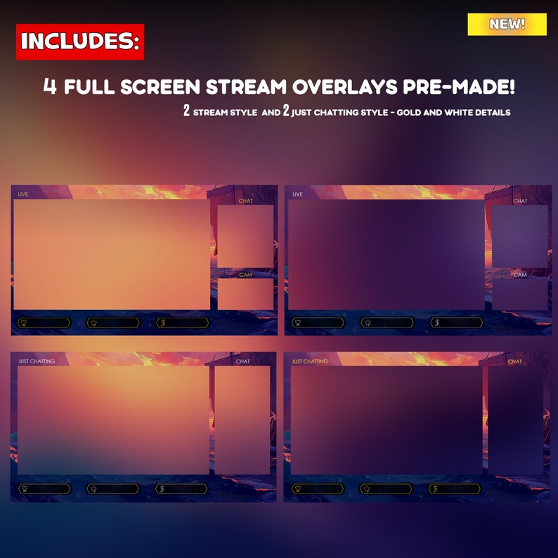 Viking Ship Twitch Overlay Pack - Nautical Adventure Animated Stream ...