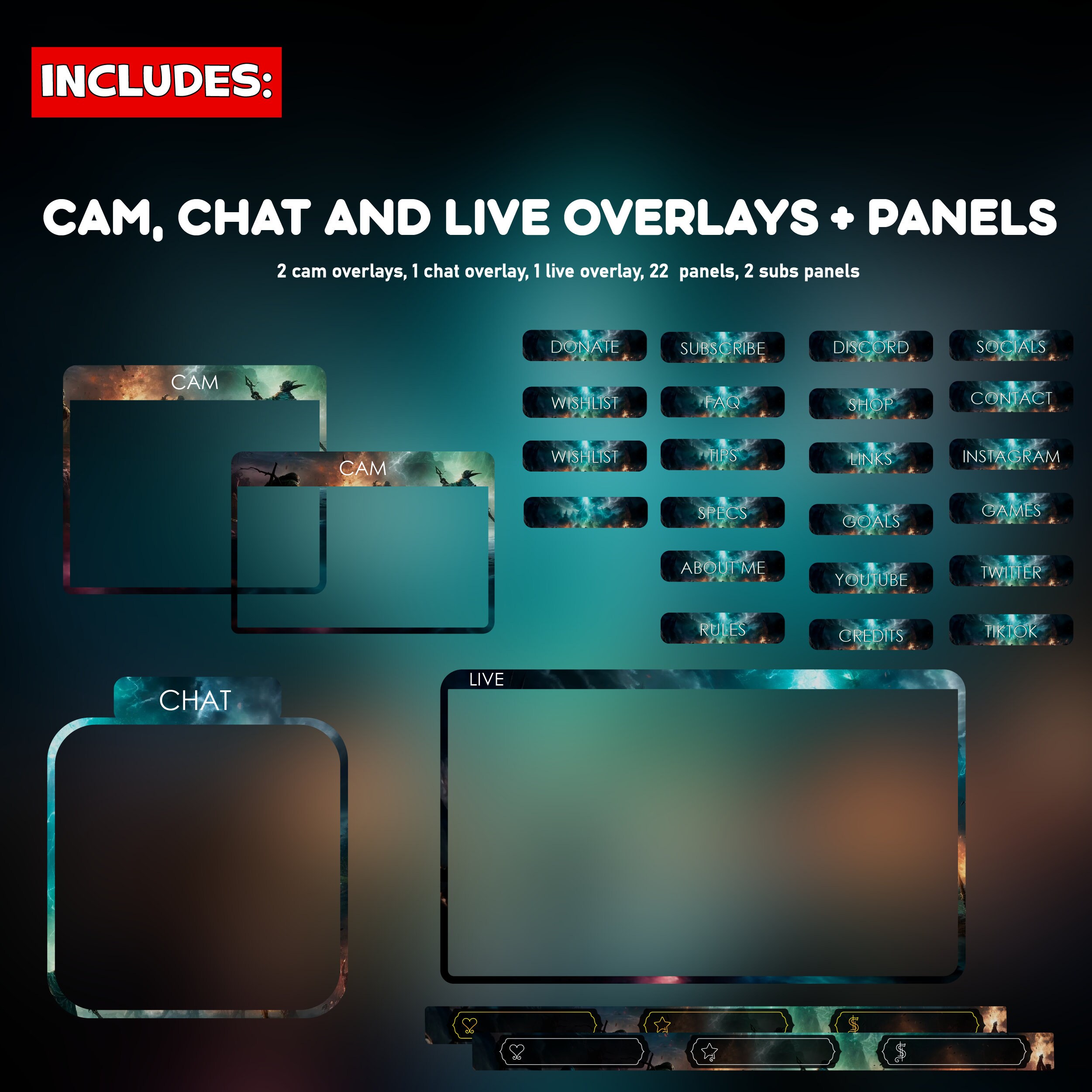 Wizards Battle Twitch Overlay Animated Pack - MMO RPG Game Fantasy ...