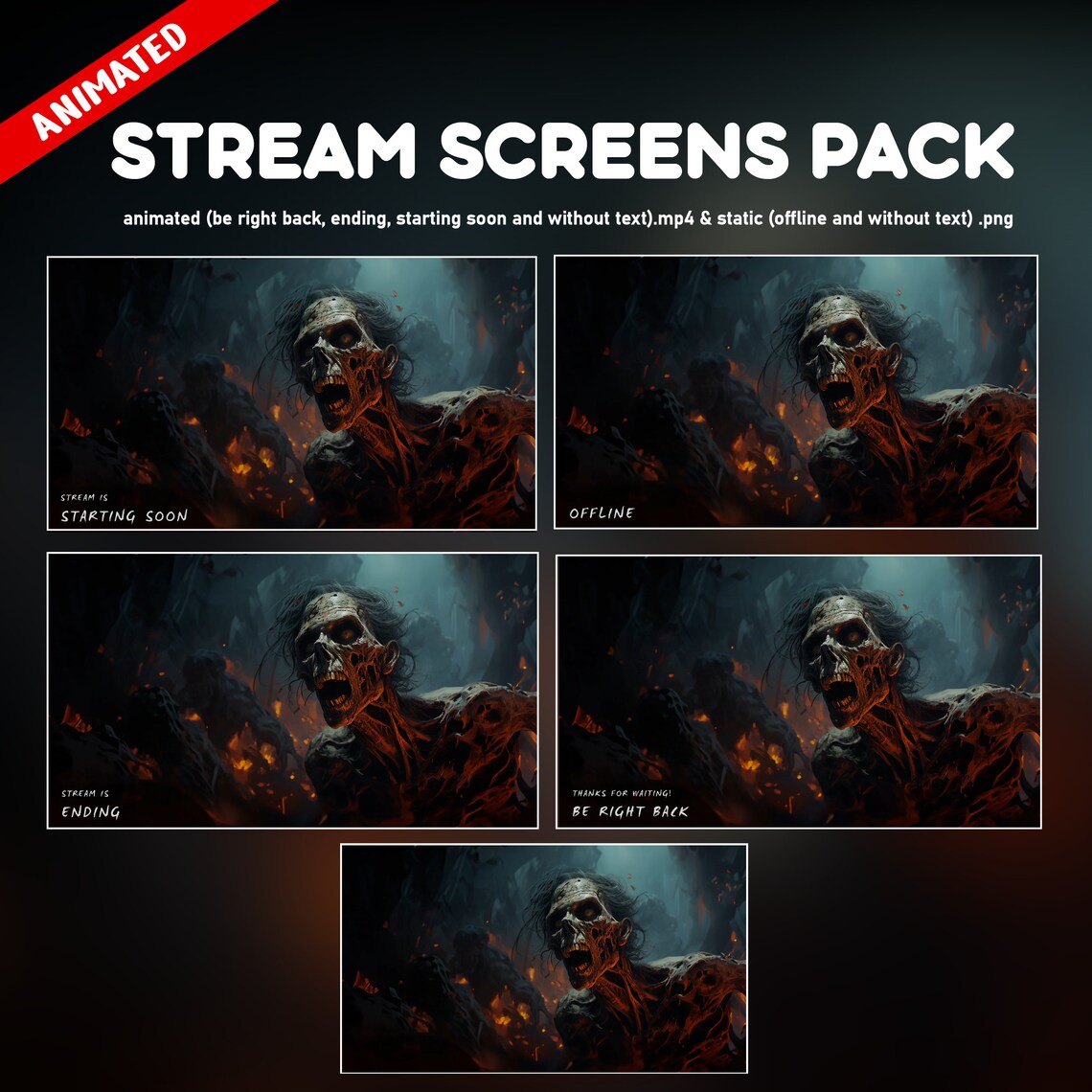 Zombie Dark Twitch Overlay Animated Package - Terror Zombie Gothic ...