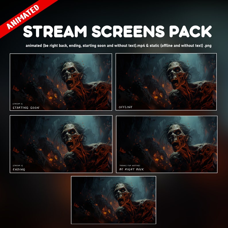 Zombie Dark Twitch Overlay Animated Package - Terror Zombie Gothic ...