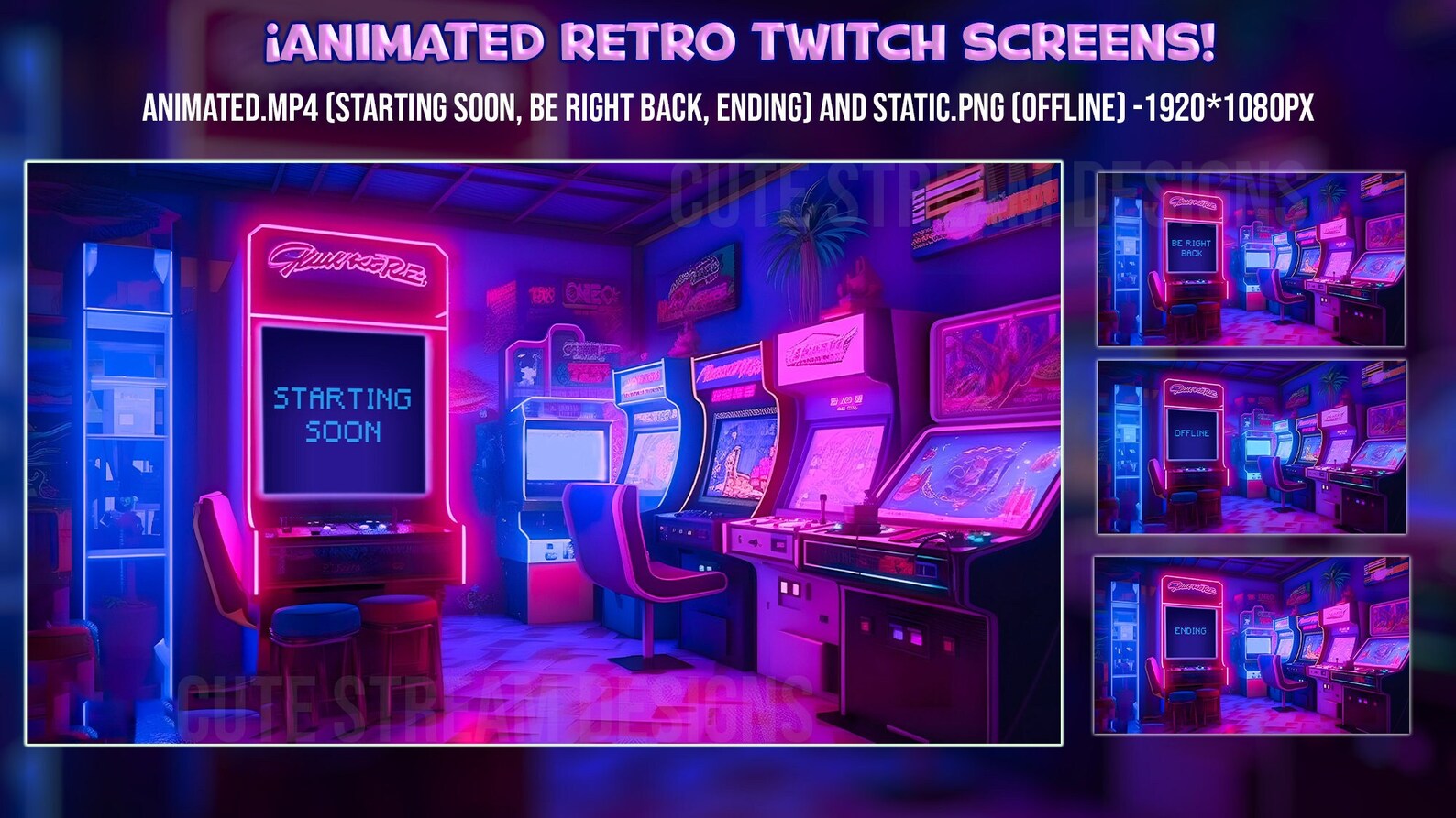 Retro Twitch Overlay Animated Packaged Inspired 80s - Etsy