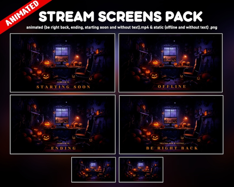 Goth Twitch Overlay Animated Pack - Spooky Pumpkin Bedroom Halloween ...