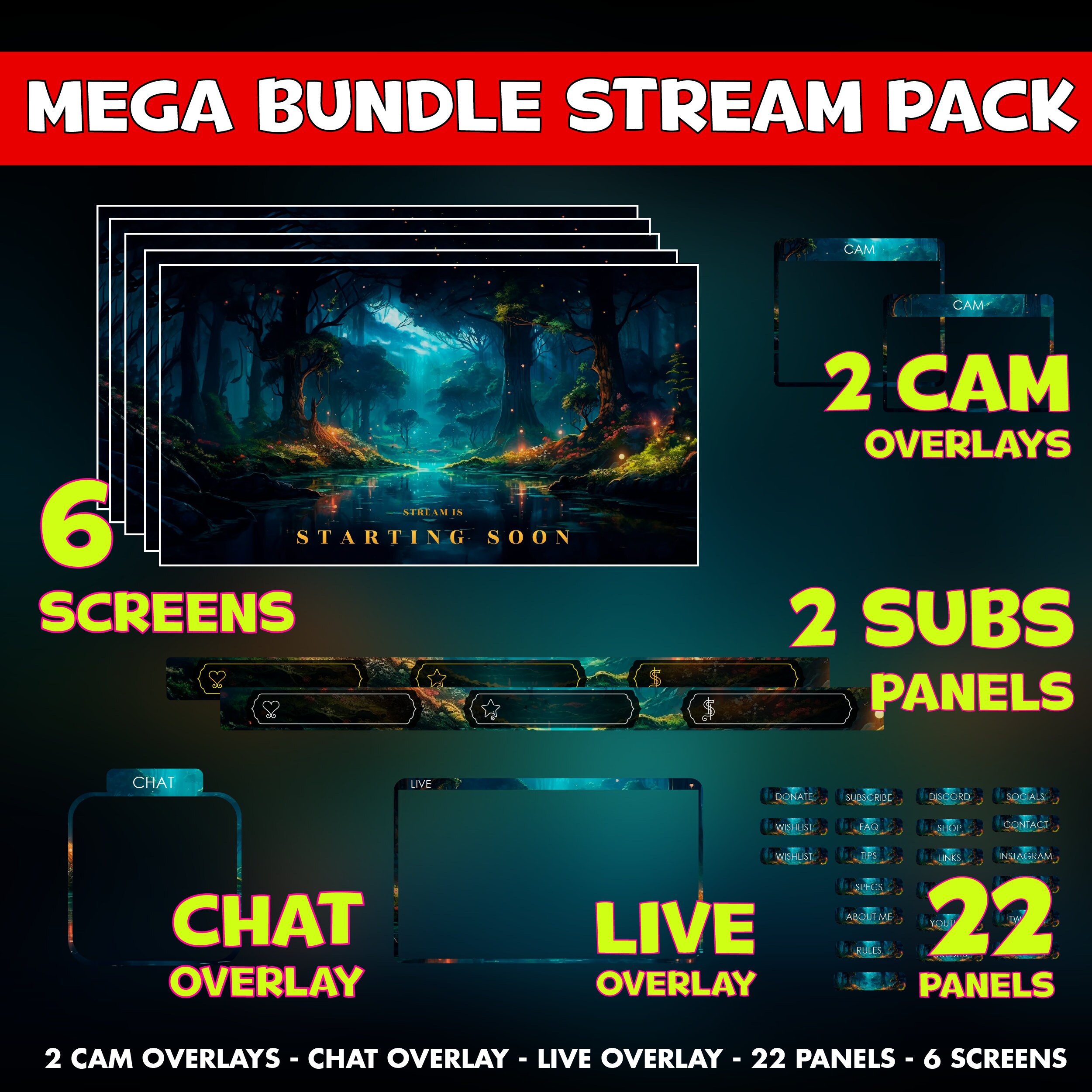 Landscape Fantasy Forest Twitch Overlay Animated Pack - Whimsical ...