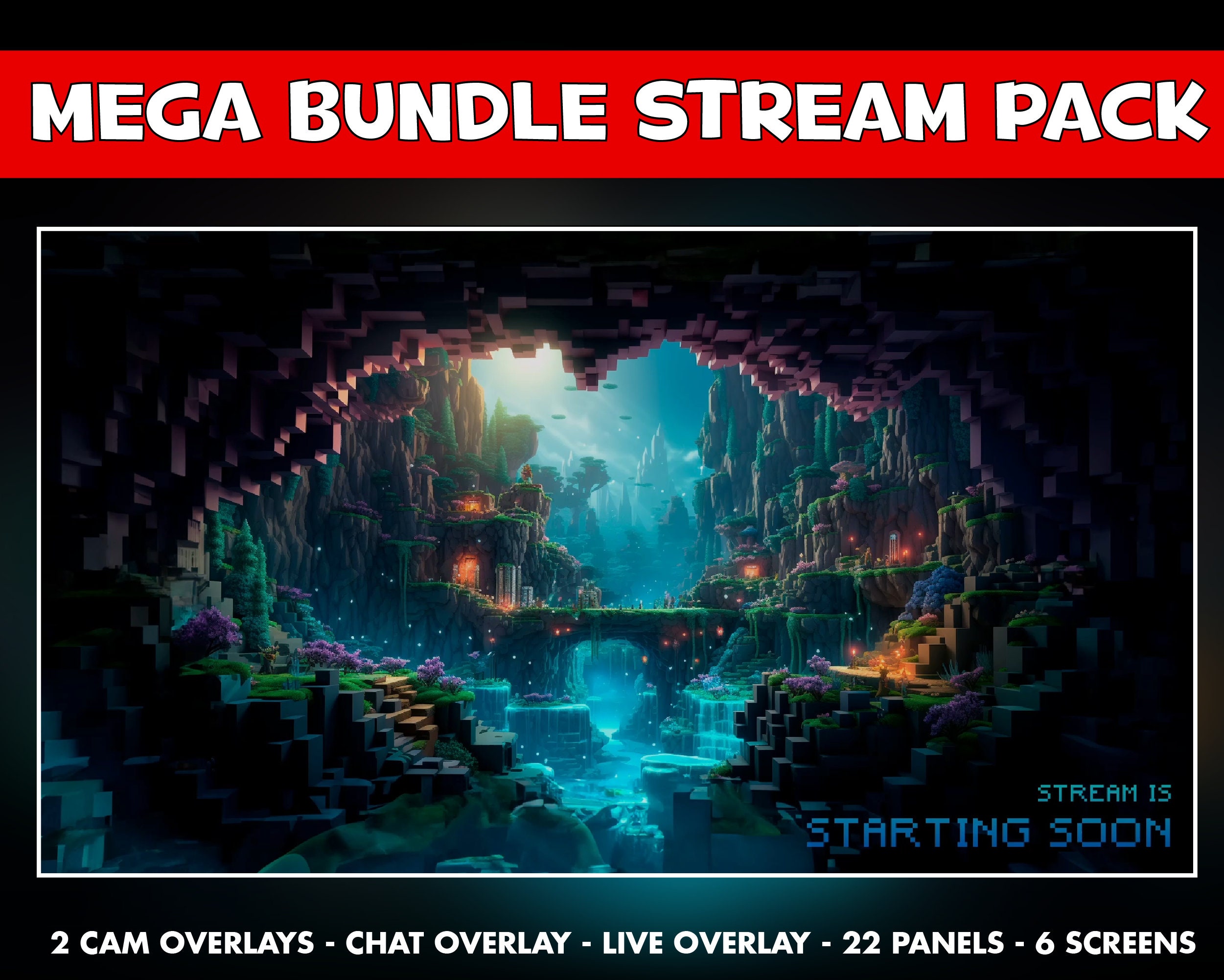 Minecraft Twitch Overlay Animated Pack - Minecraft Landscape Cute ...