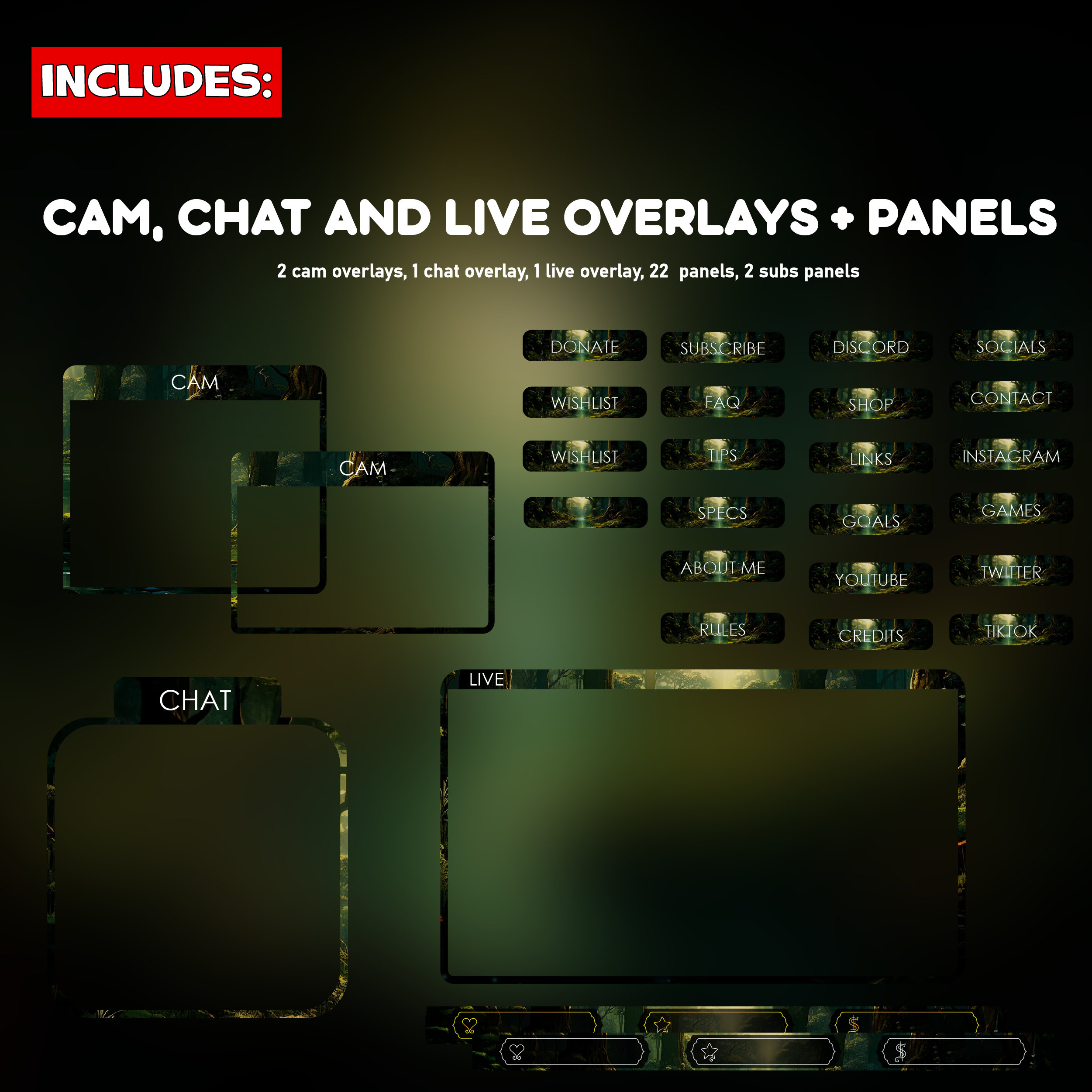 Forest Twitch Overlay Animated Pack - Plants Forest Nature Background ...