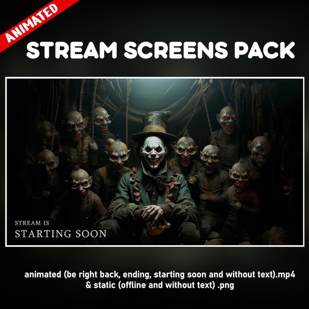 Horror Circus Twitch Overlay Animated - Terror Clown Gothic Spooky ...