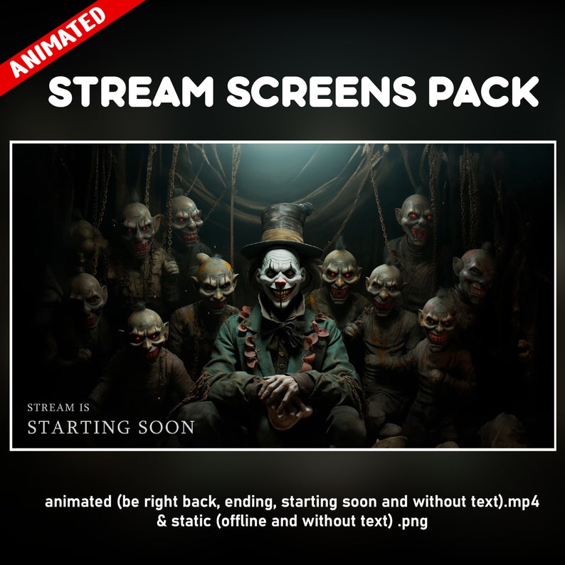 Horror Circus Twitch Overlay Animated - Terror Clown Gothic Spooky ...