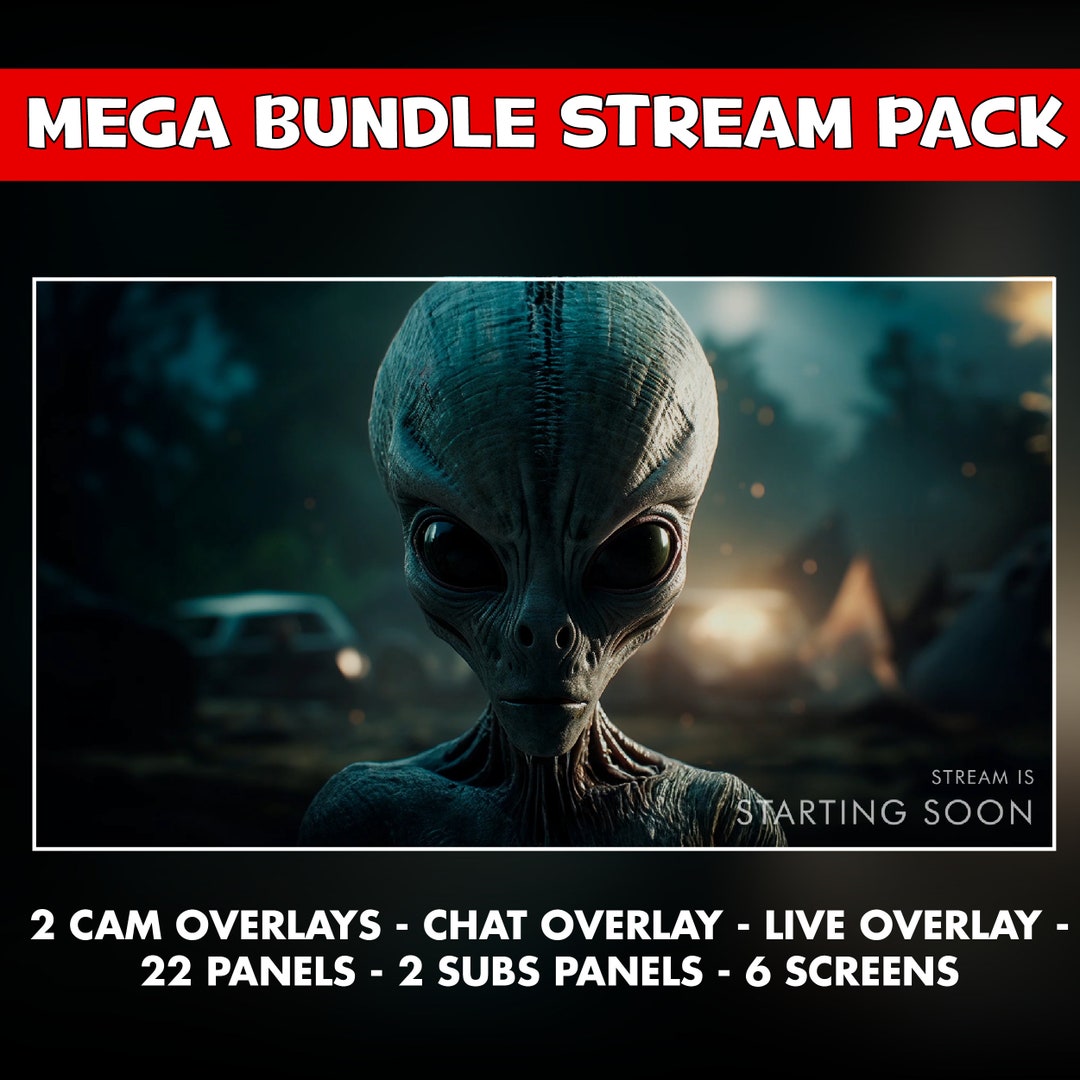 Alien Twitch Overlay Animated Pack - UFO Stream Screens Vtuber ...