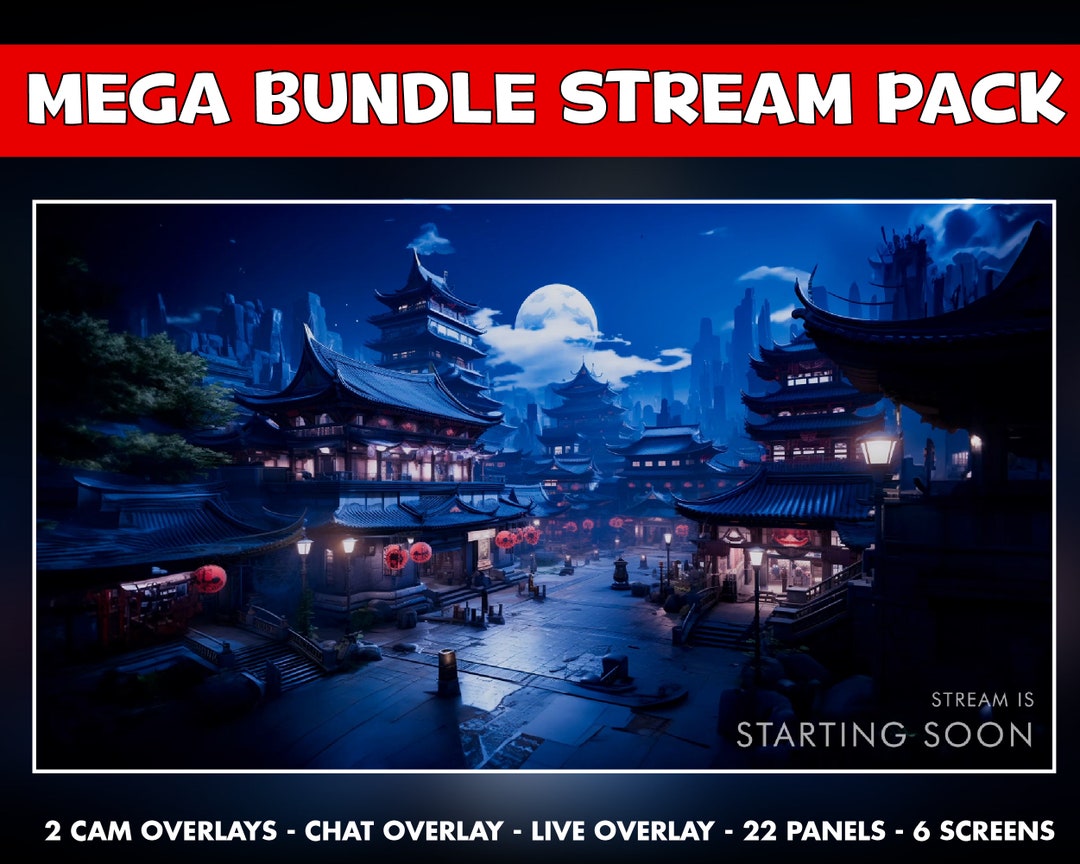 Asian Overlay Twitch Animated Package - Japan City at Night Background ...