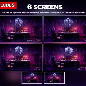Goth Twitch Overlay Animated - Gamer Pink Neon Skull Screens Perfect ...