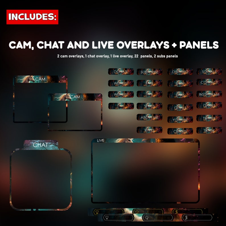 Unicorn Twitch Overlay Animated Pack Mythological Fantasy Forest Nature ...