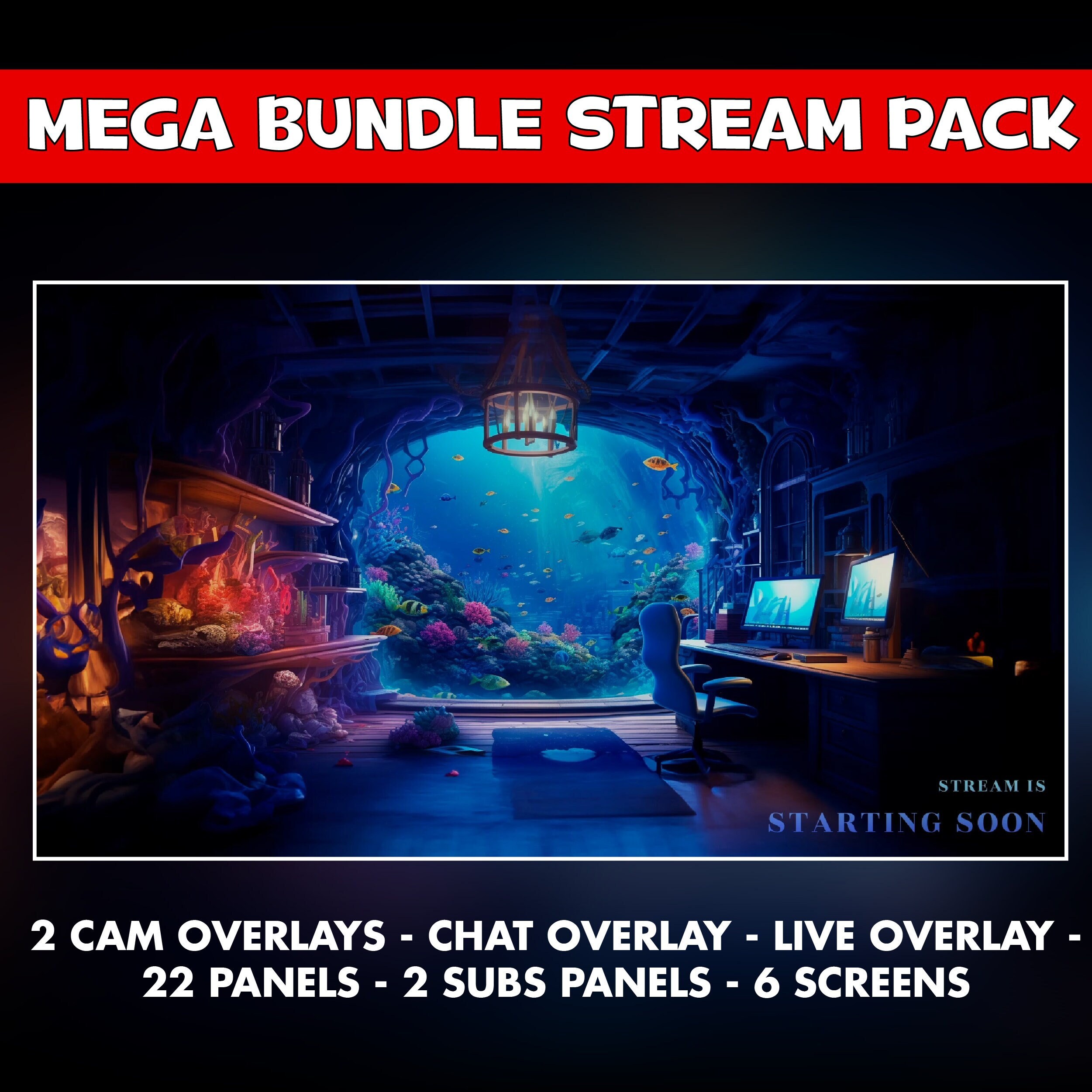 Fantasy Submarine Twitch Overlay Animated Pack - Whimsical Background ...