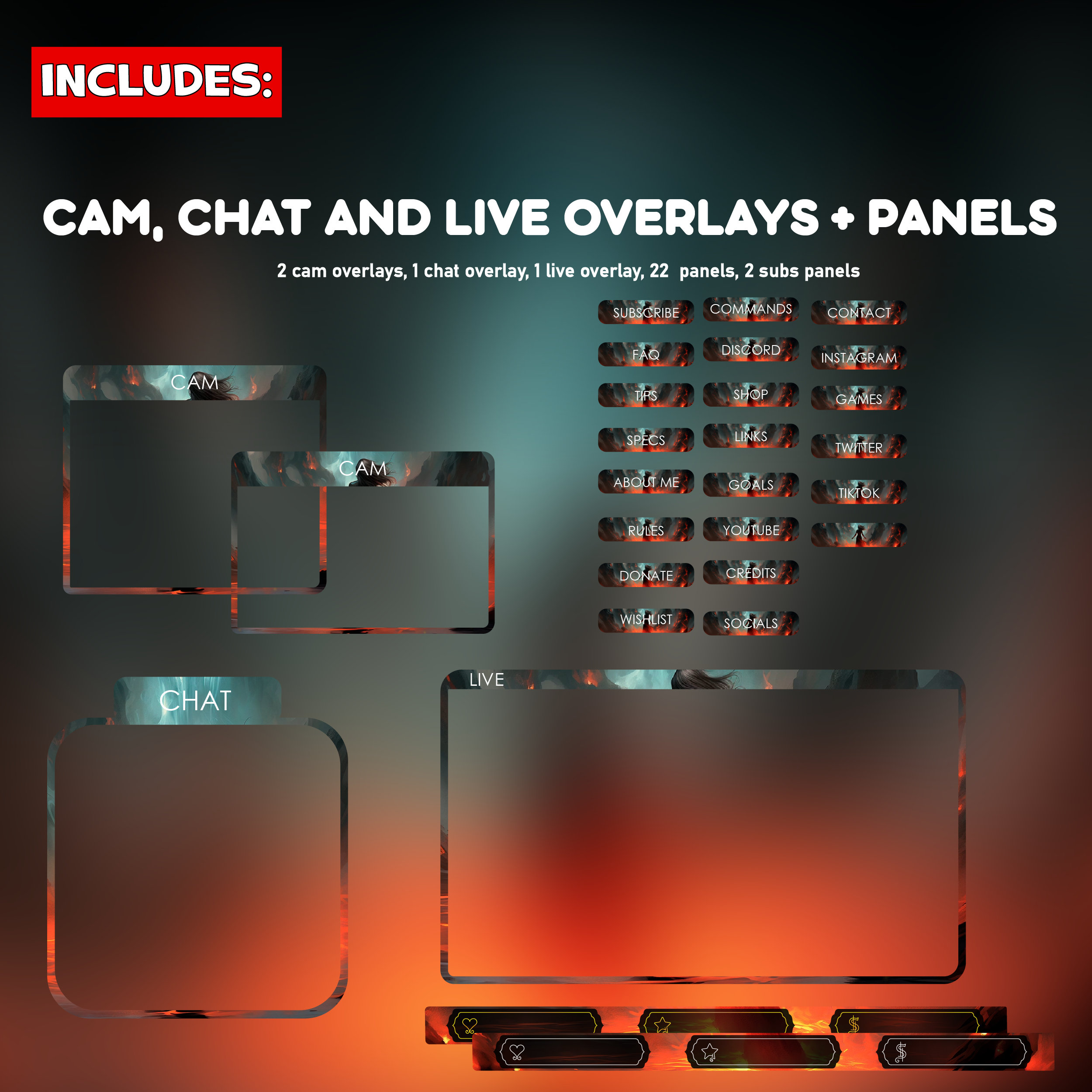 Dark Enchantress Twitch Overlay Pack Summoning Magic Animated Stream ...