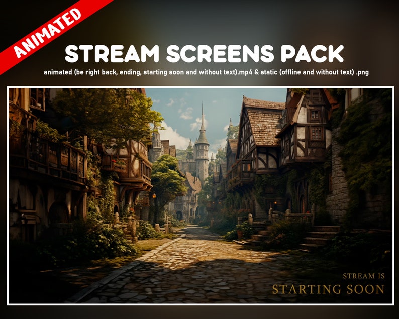Cozy Medieval Twitch Overlay Animated Pack - Medieval Village Cute ...