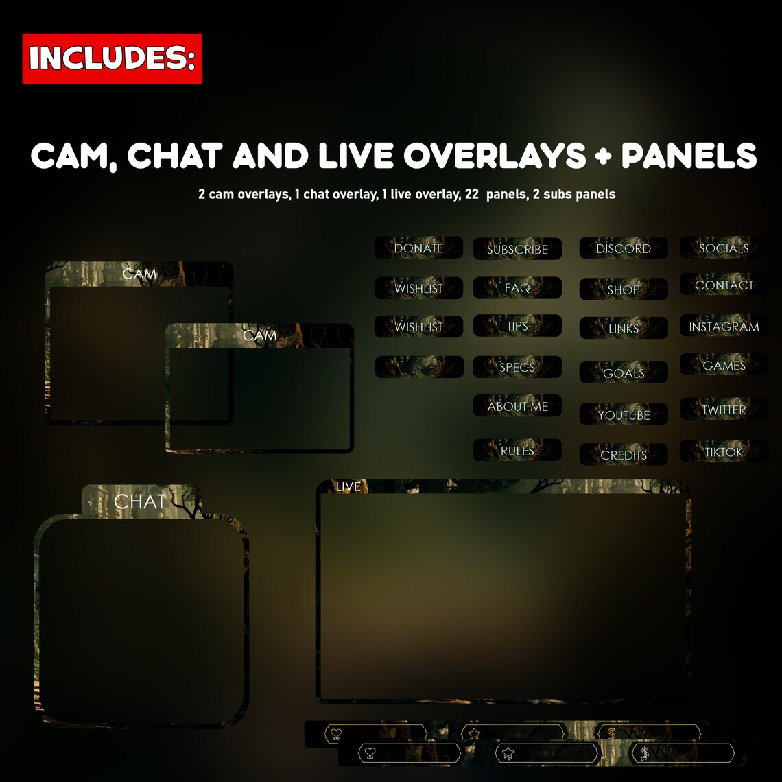 Forest Twitch Overlay Animated Pack Plants Forest Elfic Nature ...