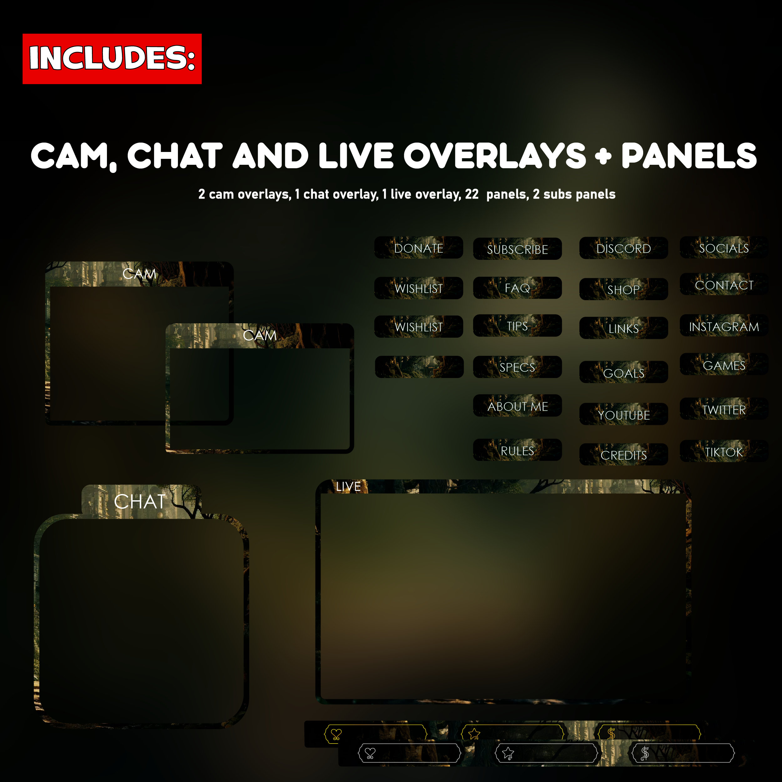 Forest Twitch Overlay Animated Pack - Plants Forest Elfic Nature ...