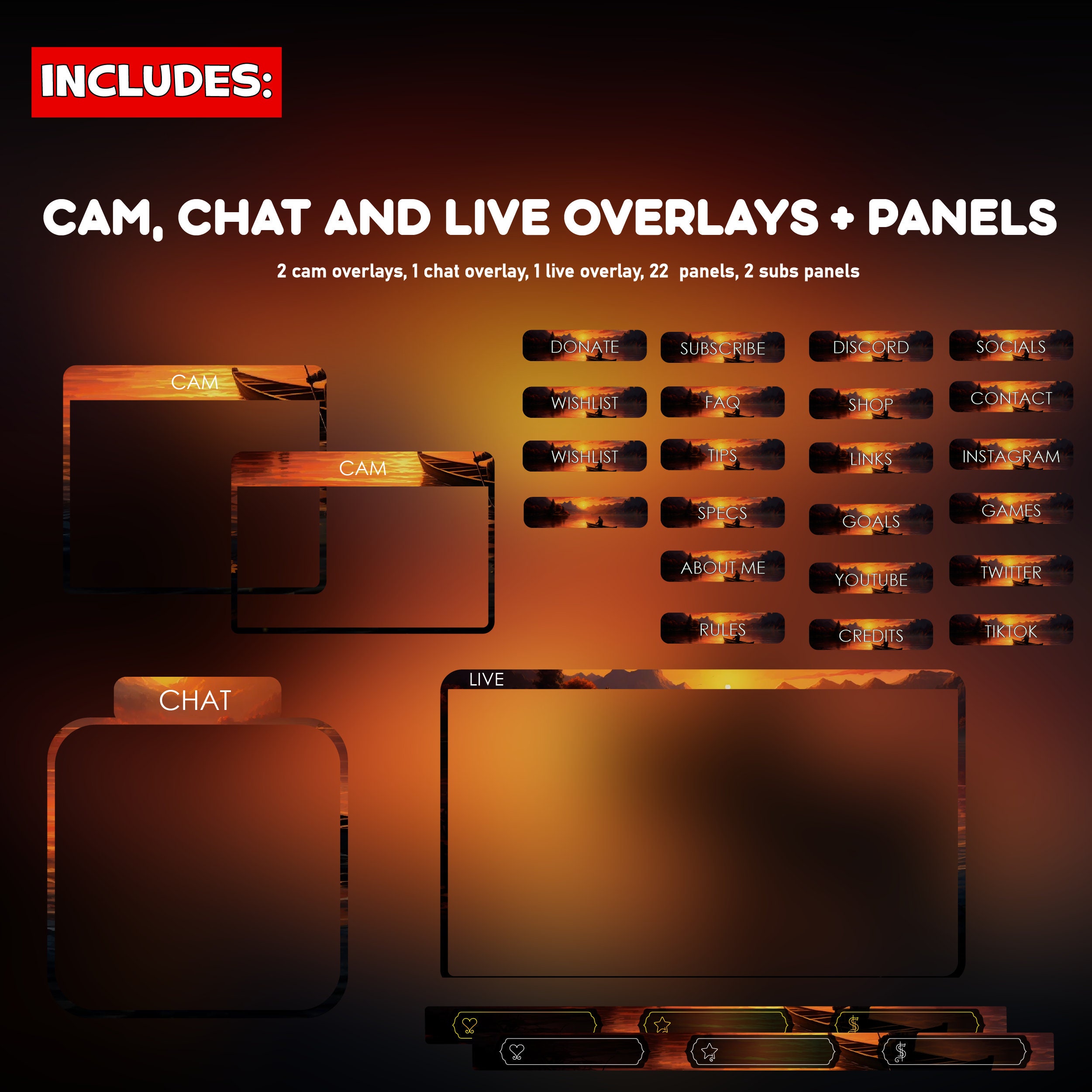 Fishing Boat Twitch Overlay Animated Pack - Fisher Boat River ...