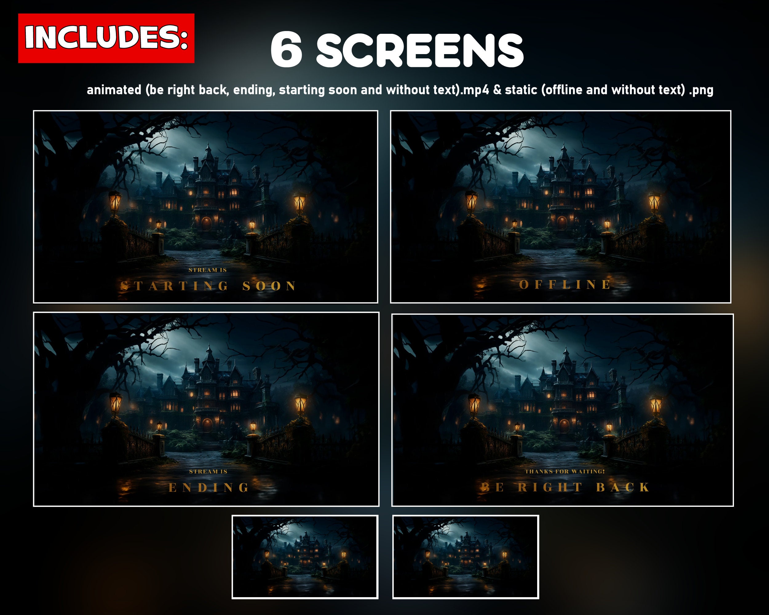 Horror Mansion Twitch Overlay Animated Pack - Cozy Dark House at Nigth ...