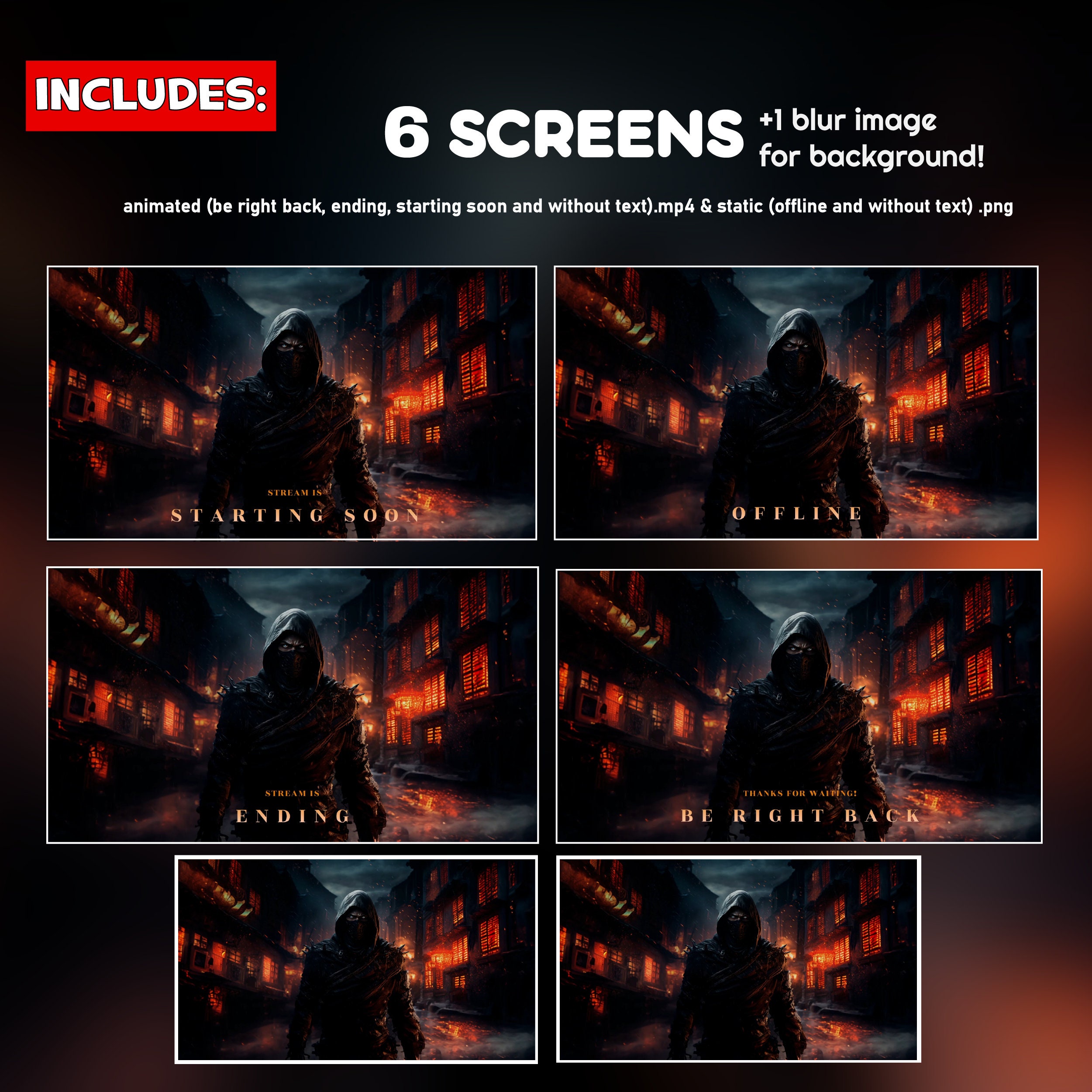 Ninja Twitch Overlay Animated Pack Assassin Screens Warriorr Cozy for ...