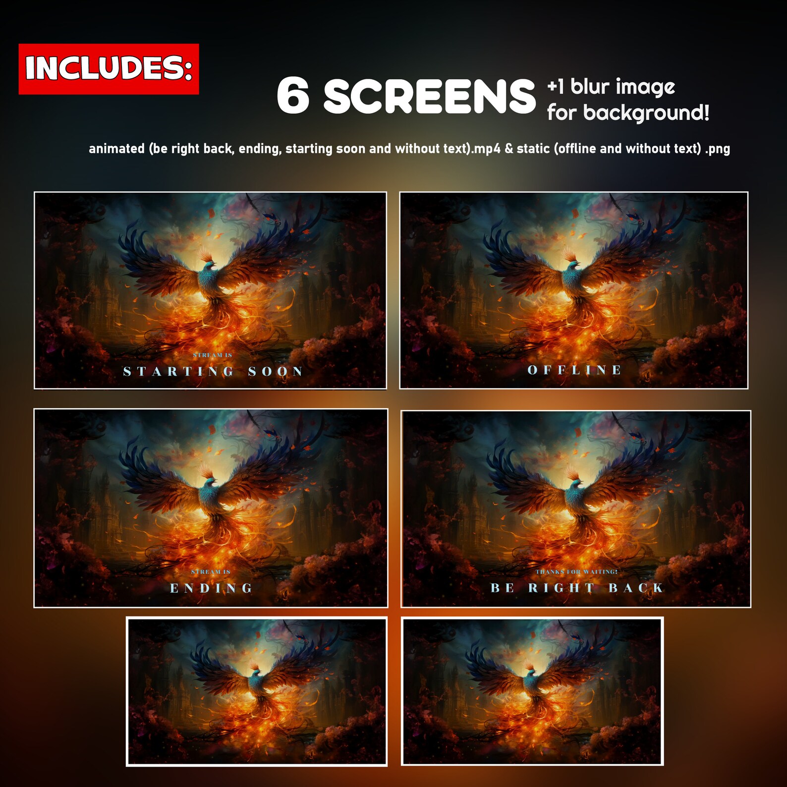 Phoenix Flames Twitch Overlay Animated Pack - Mythological Fantasy Fire ...