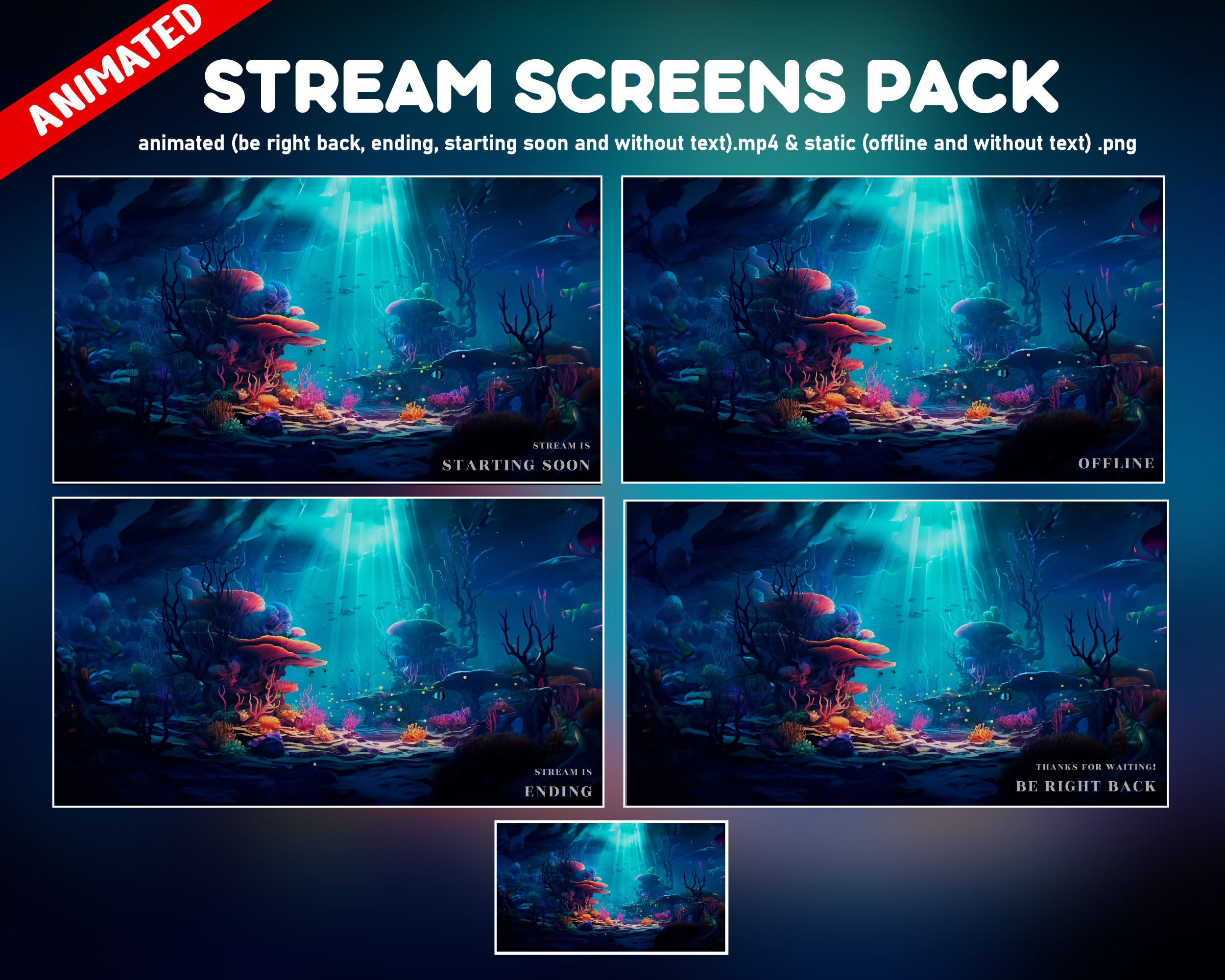 Acuatic Twitch Overlay Animated Pack - Ocean Jellyfish Fishes ...