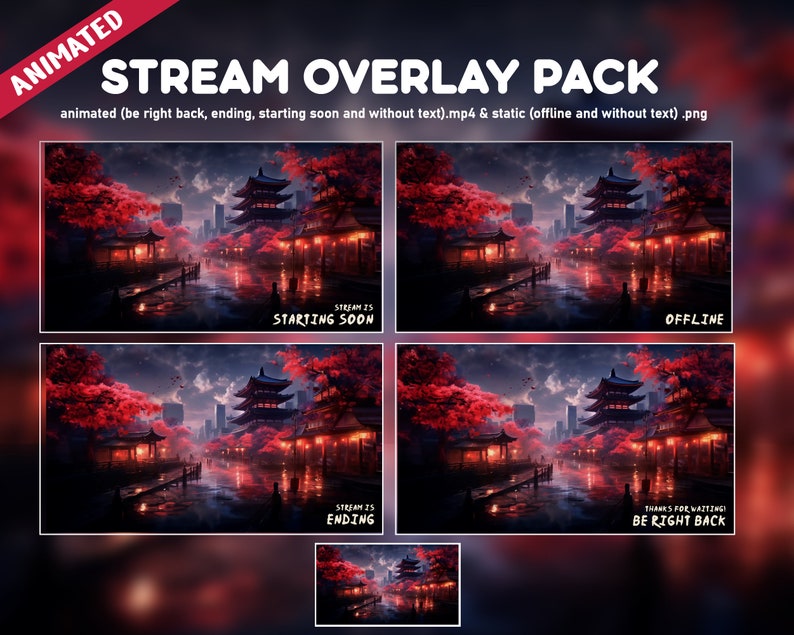 Japan Overlay Animated Twitch - Asian City at Night Background - Vtuber ...