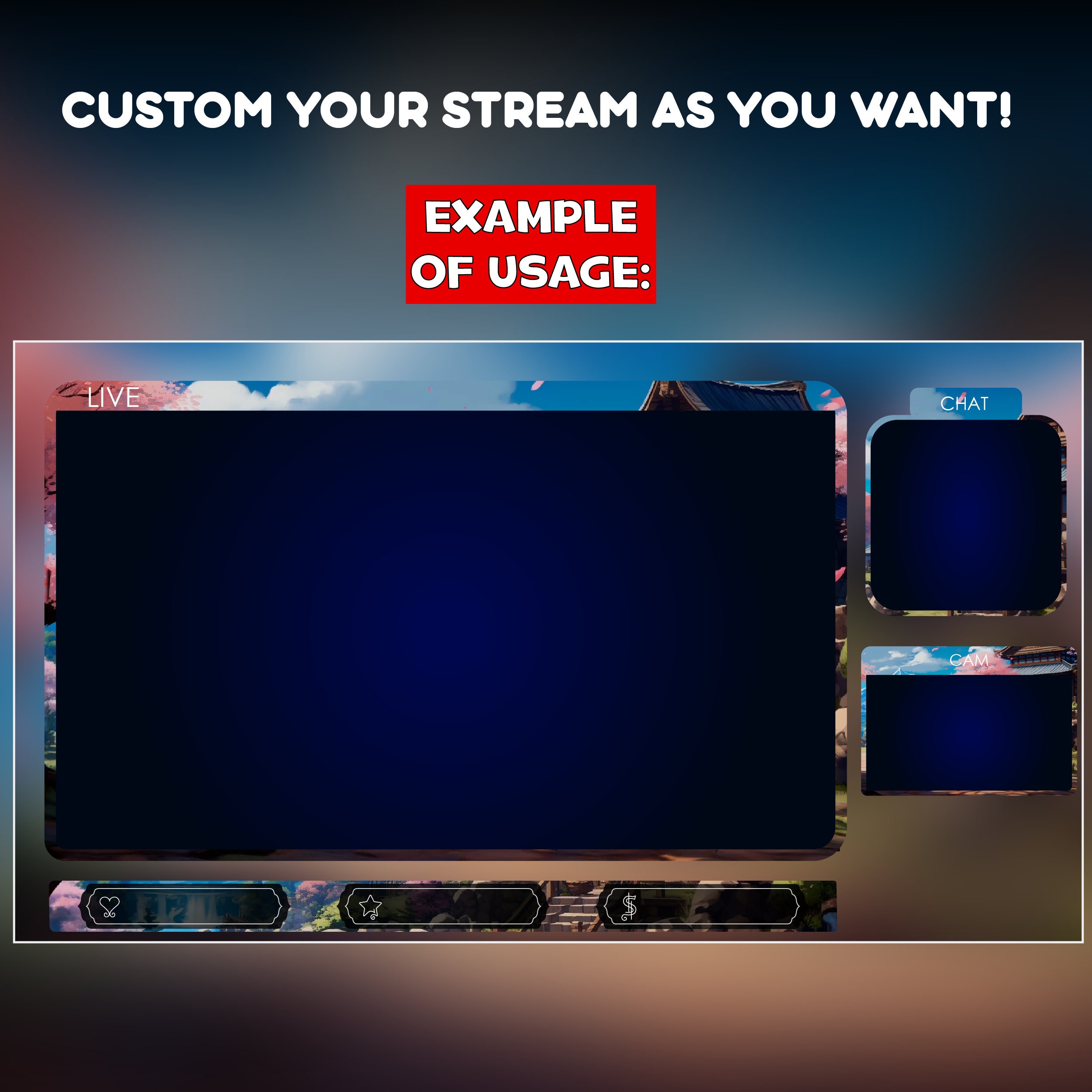 Landscape Pink Twitch Overlay Animated Pack - Whimsical Background Cozy ...