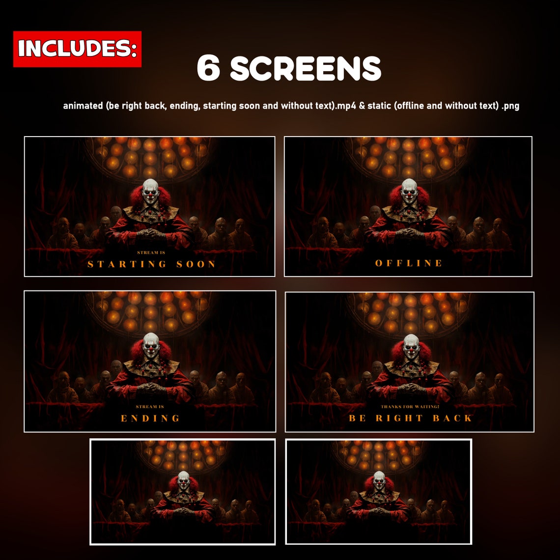 Horror Clown Twitch Overlay Animated - Terror Circus Gothic Spooky ...