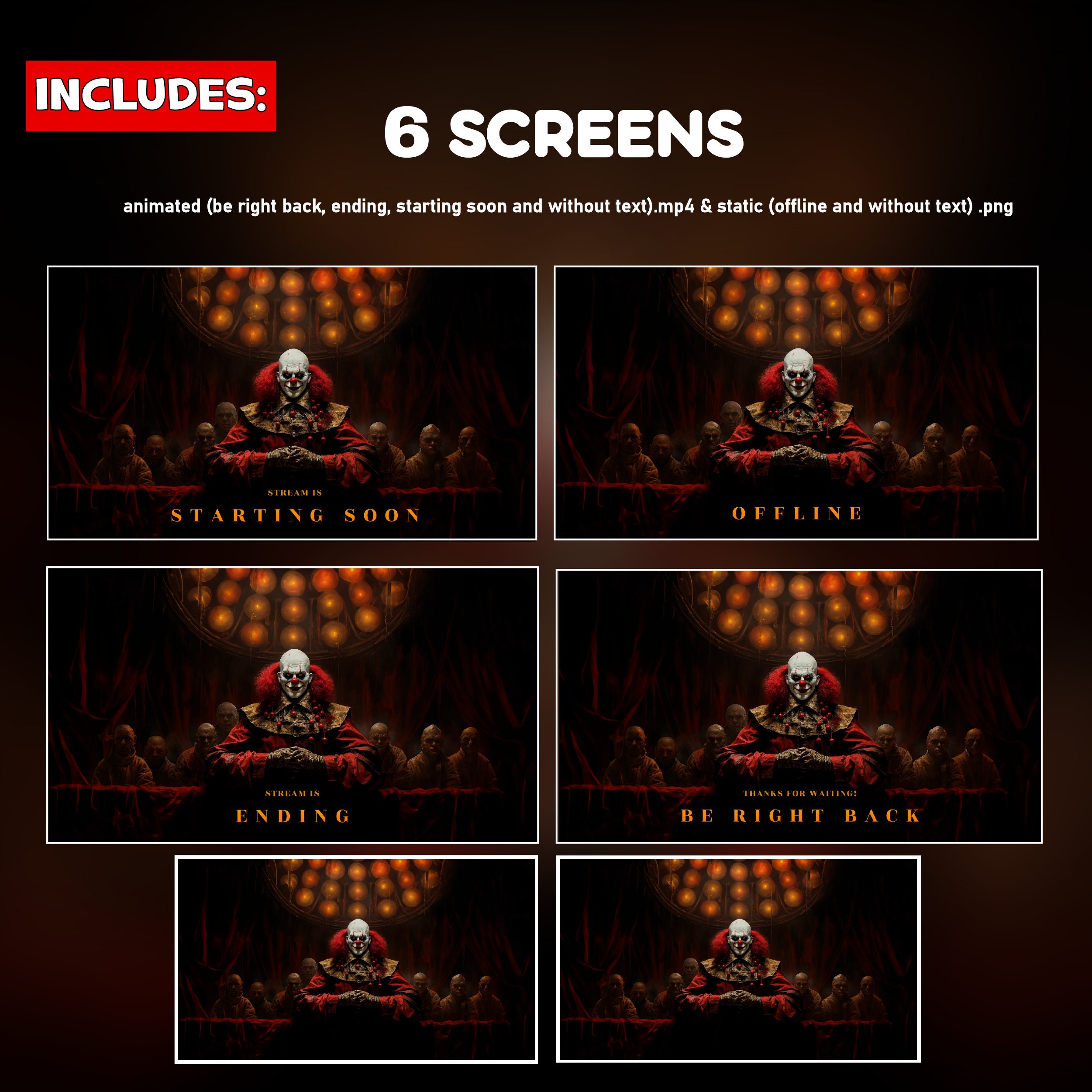 Horror Clown Twitch Overlay Animated - Terror Circus Gothic Spooky ...