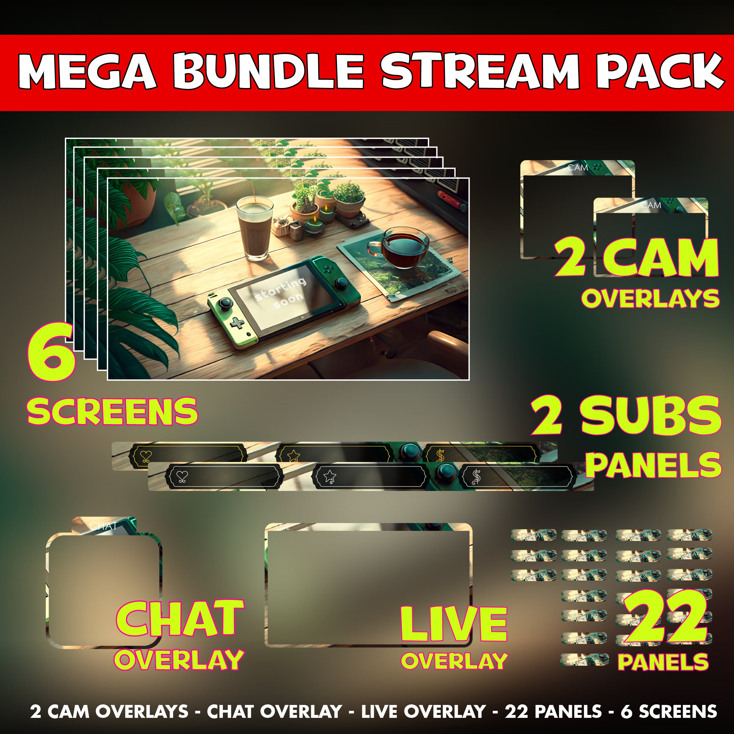 Cozy Gaming Console Twitch Overlay Animated Package Cute Screens ...