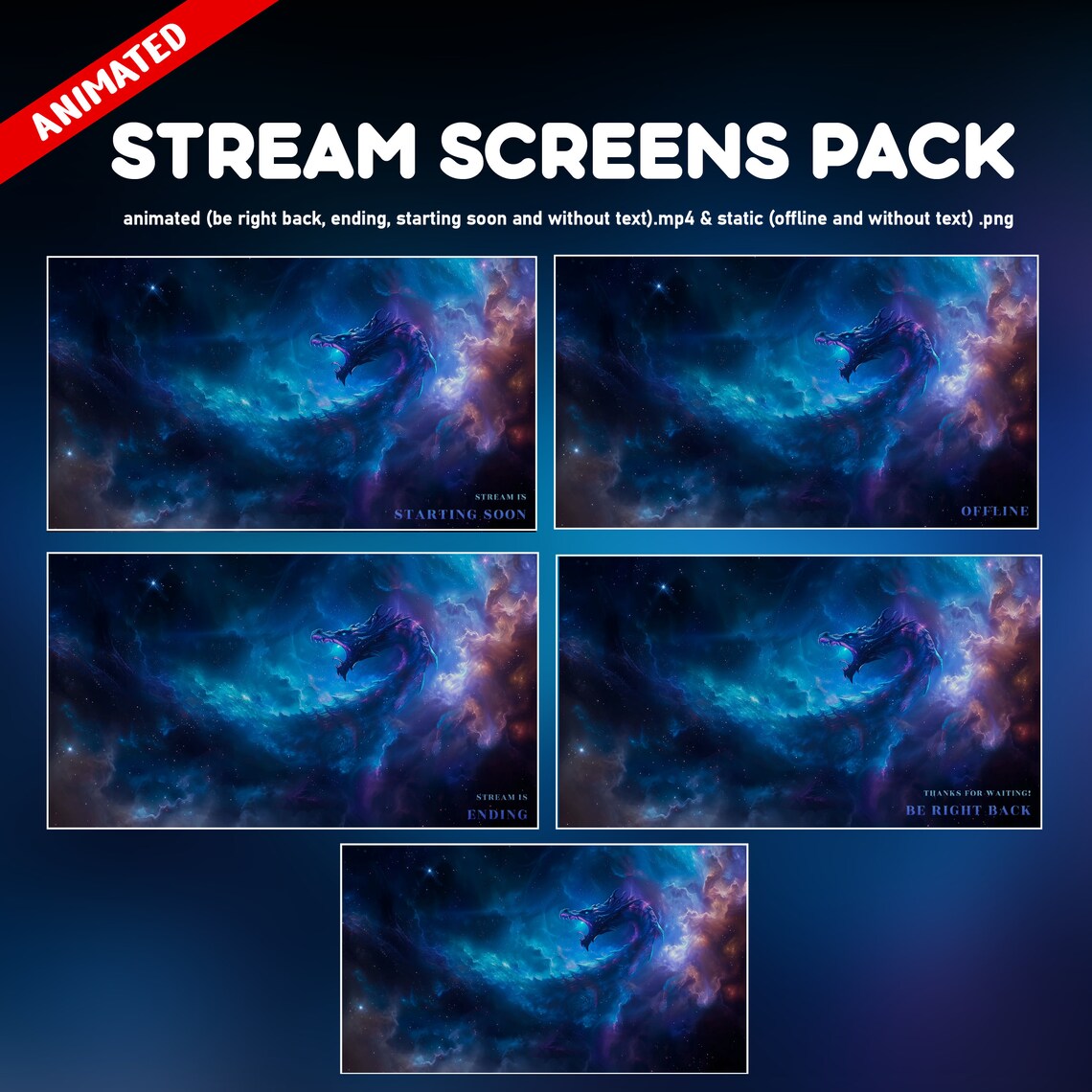 Dragon Blue Twitch Overlay Animated Pack - Galaxy Fantasy Universe ...