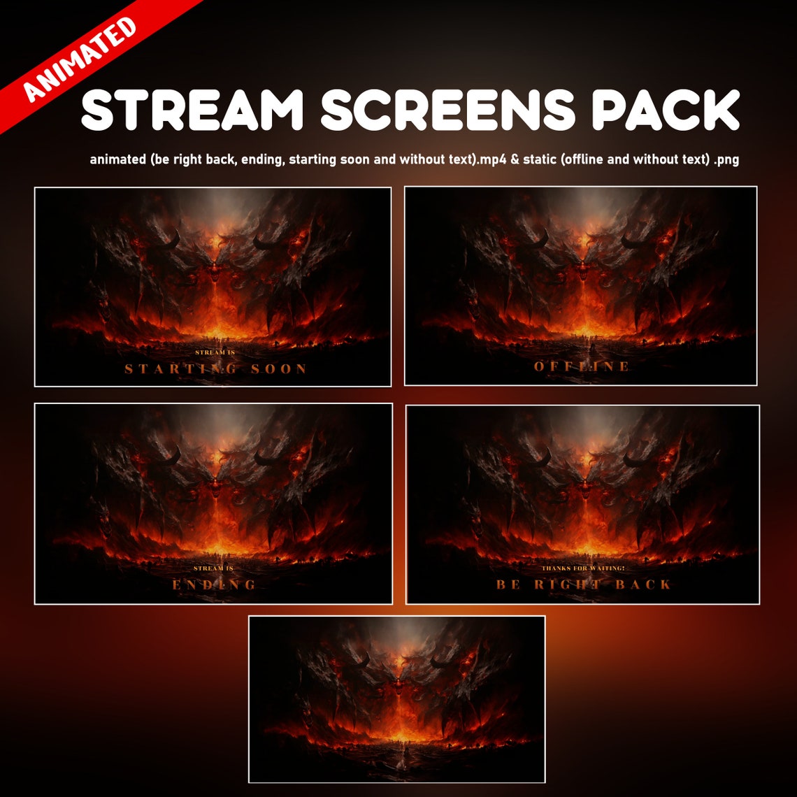 Diablo Twitch Overlay Animated Pack - Inferno Screens Fire Stream ...