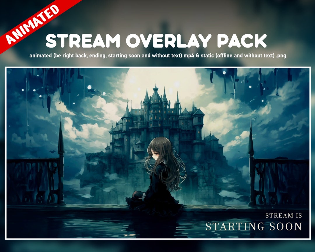 Goth Twitch Overlay Animated Package - Anime Girl Dark Screens Perfect ...