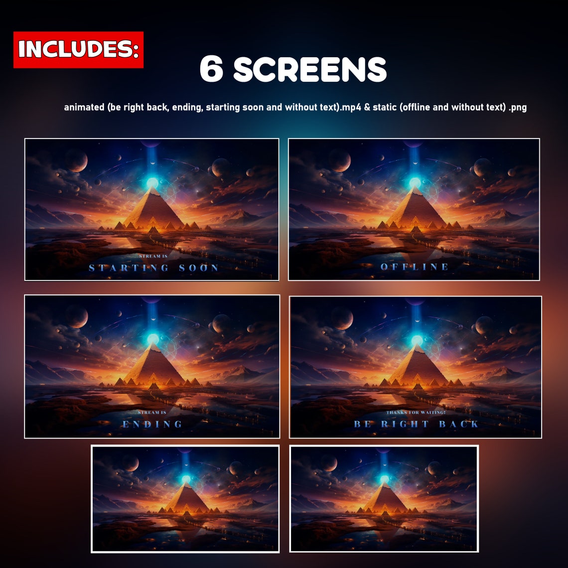 Egypt Twitch Overlay Animated Pack - Pyramid Night Landscape Space ...