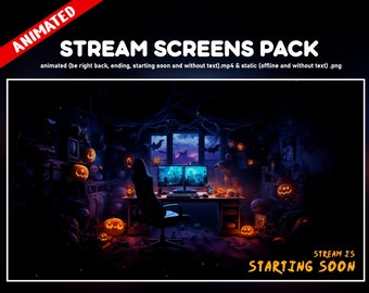 Goth Twitch Overlay Animated Pack - Spooky Pumpkin Bedroom Halloween ...