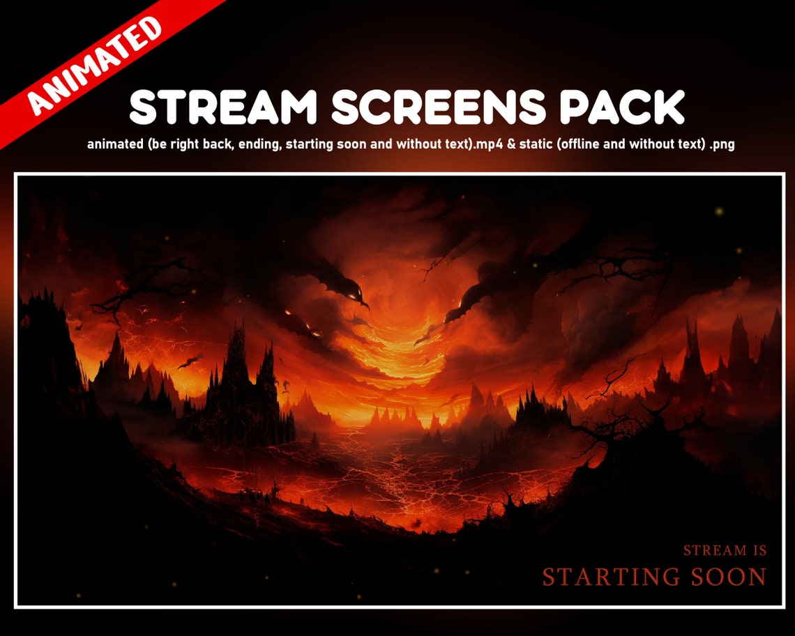 Diablo Hell Inferno Twitch Overlay Animated Pack - Dark Fire Inferno ...