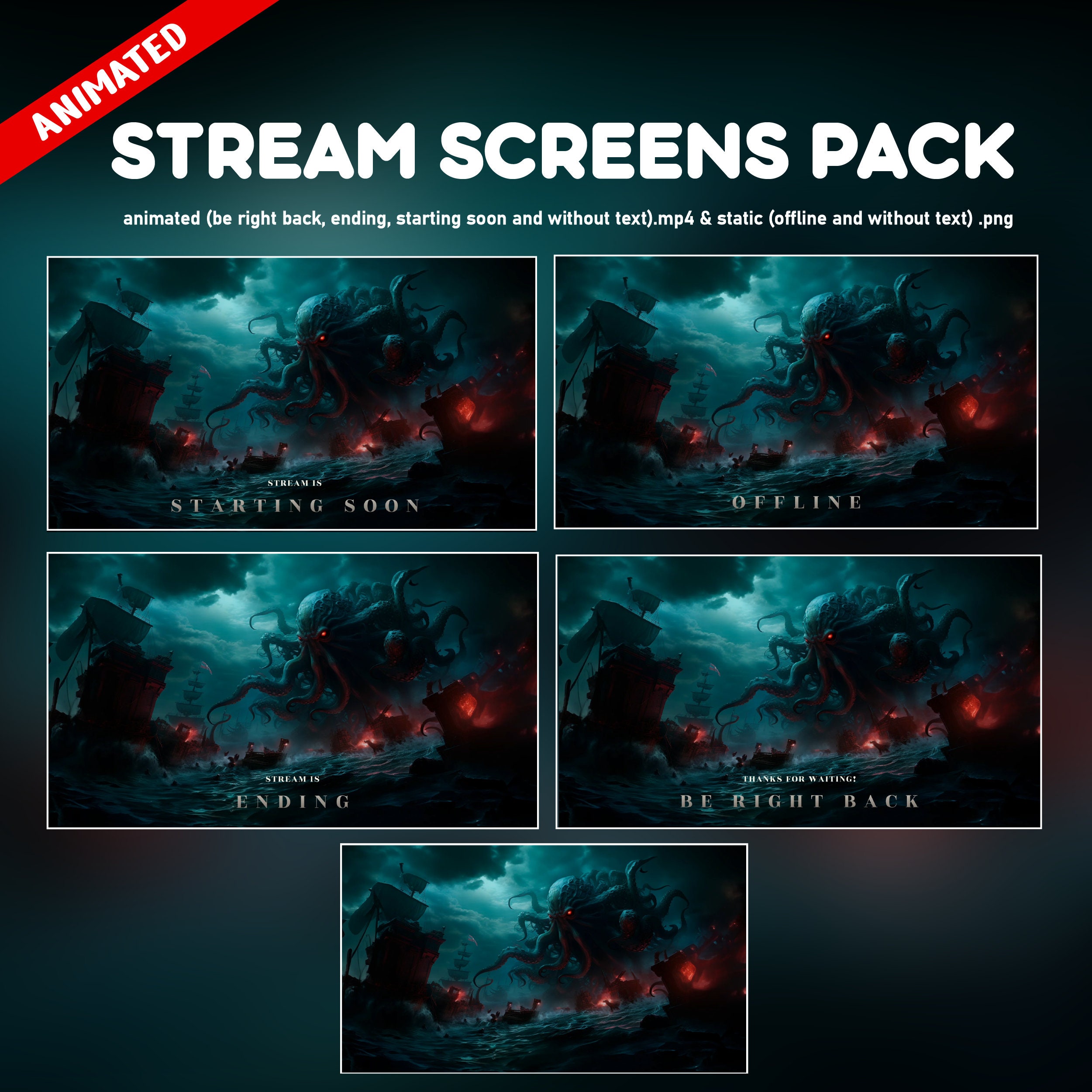 Cthulhu Twitch Overlay Animated Package - Cthulhu Background Stream ...