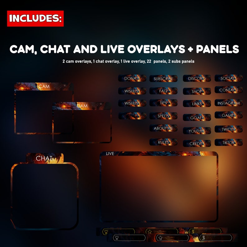 Blue Dragon Twitch Overlay Animated Pack - Mythological Fantasy Fire ...