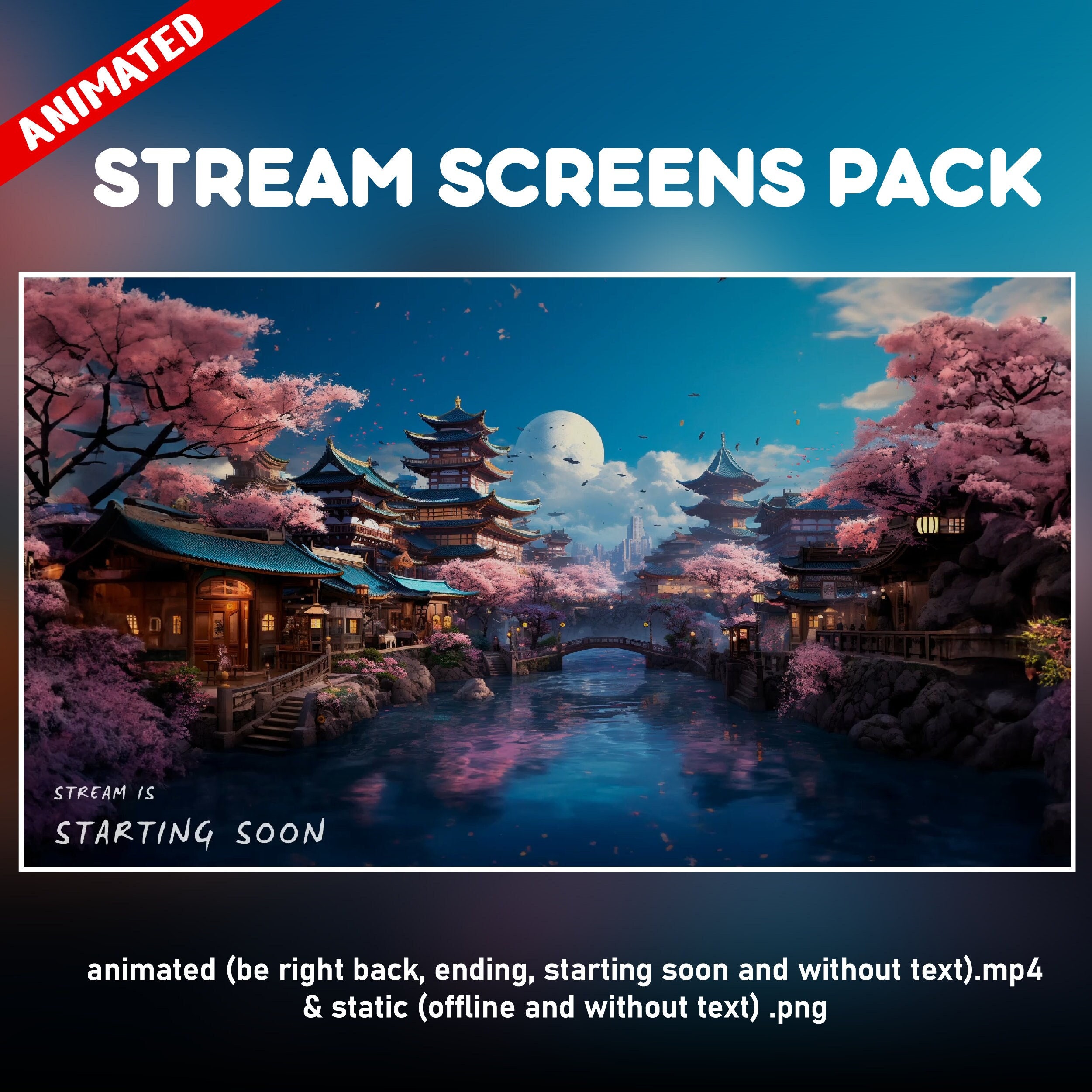 Japan City Twitch Overlay Animated Package - Cozy Asian Cherry Trees ...