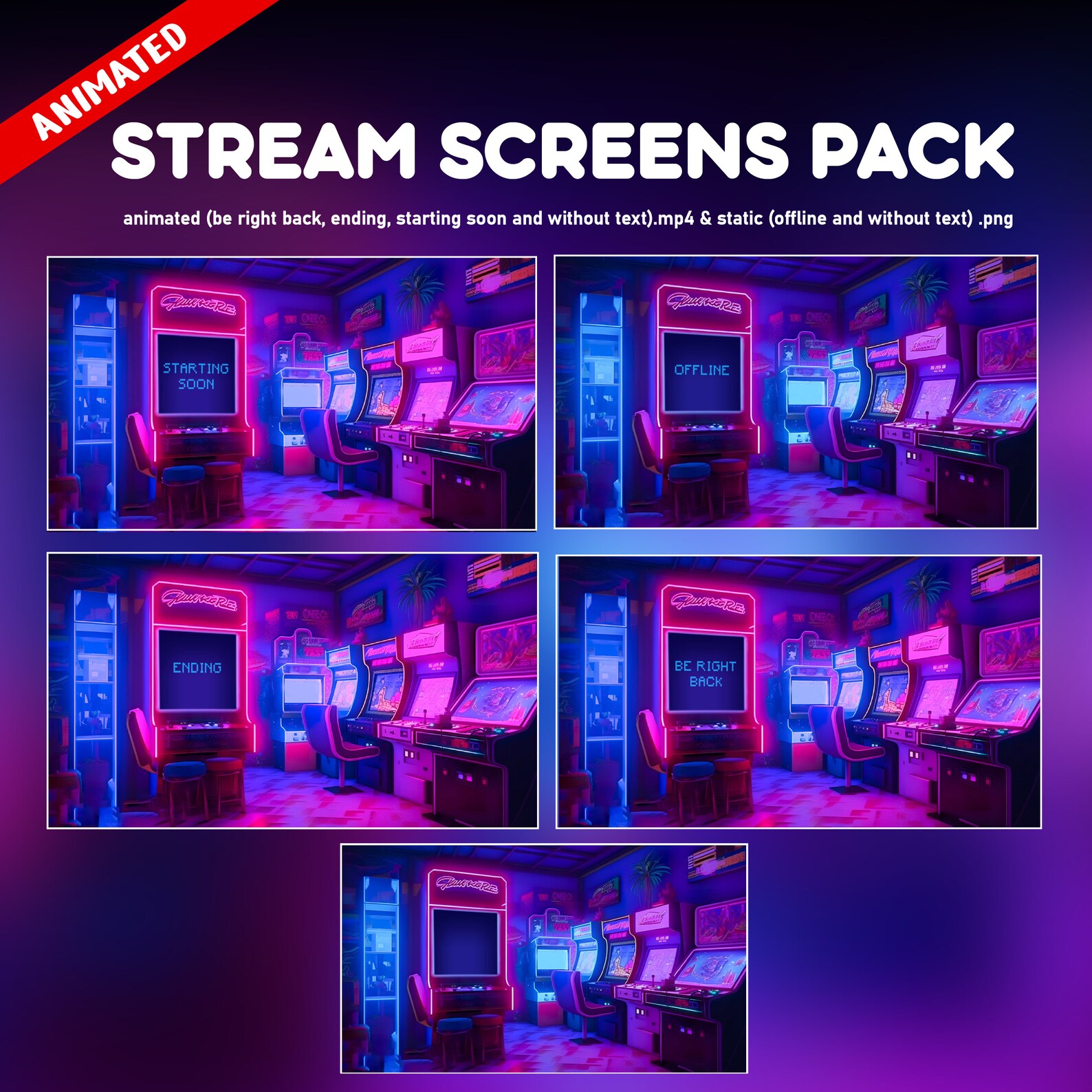 Retro Twitch Overlay Animated Packaged - Inspired 80s Videogame Screens ...