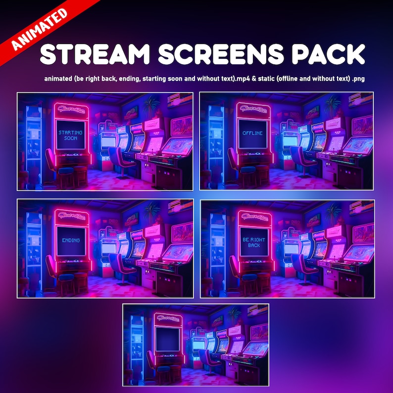 Retro Twitch Overlay Animated Packaged - Inspired 80s Videogame Screens ...