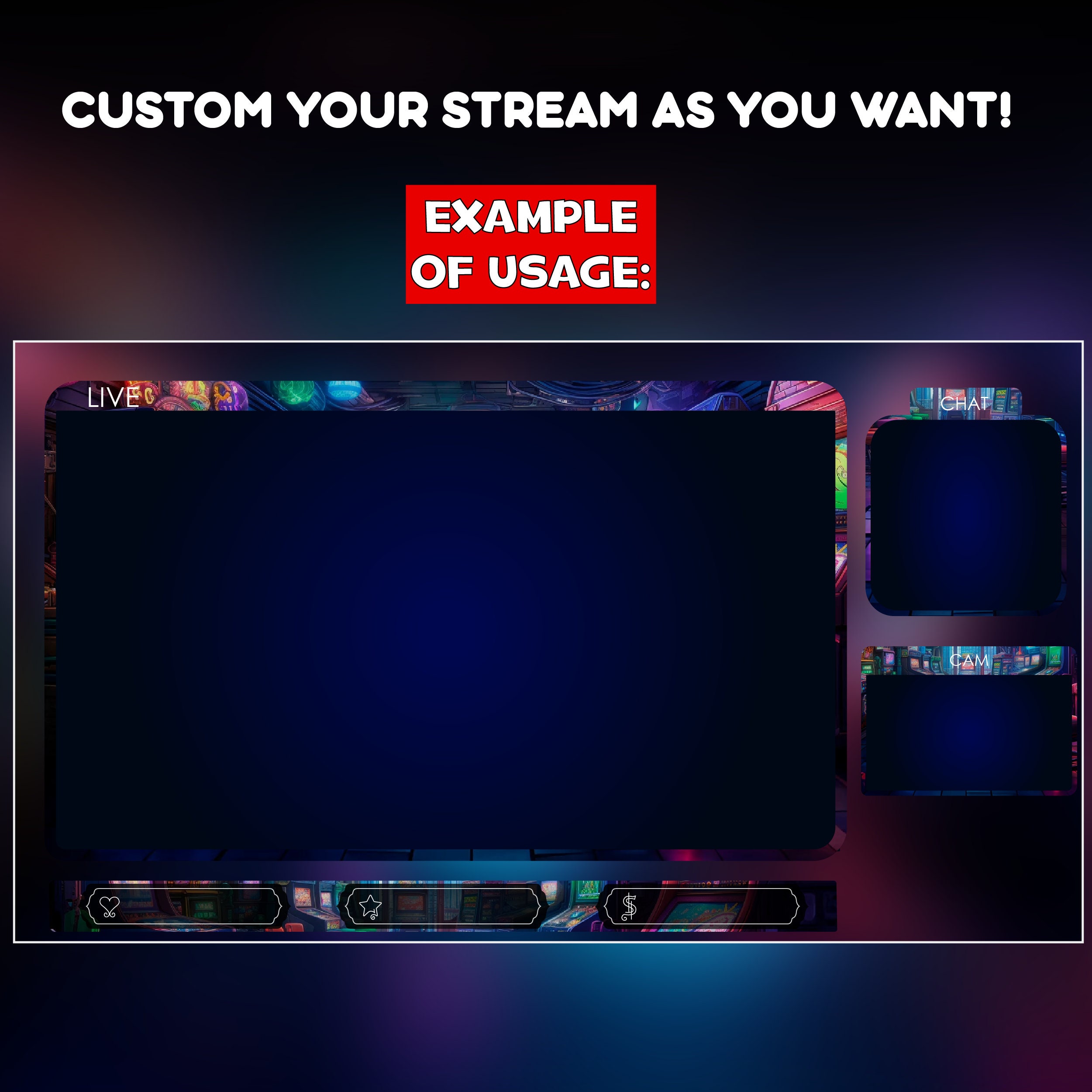 Retro Twitch Overlay Animated Pack - Inspired 80s Videogame Arcade ...