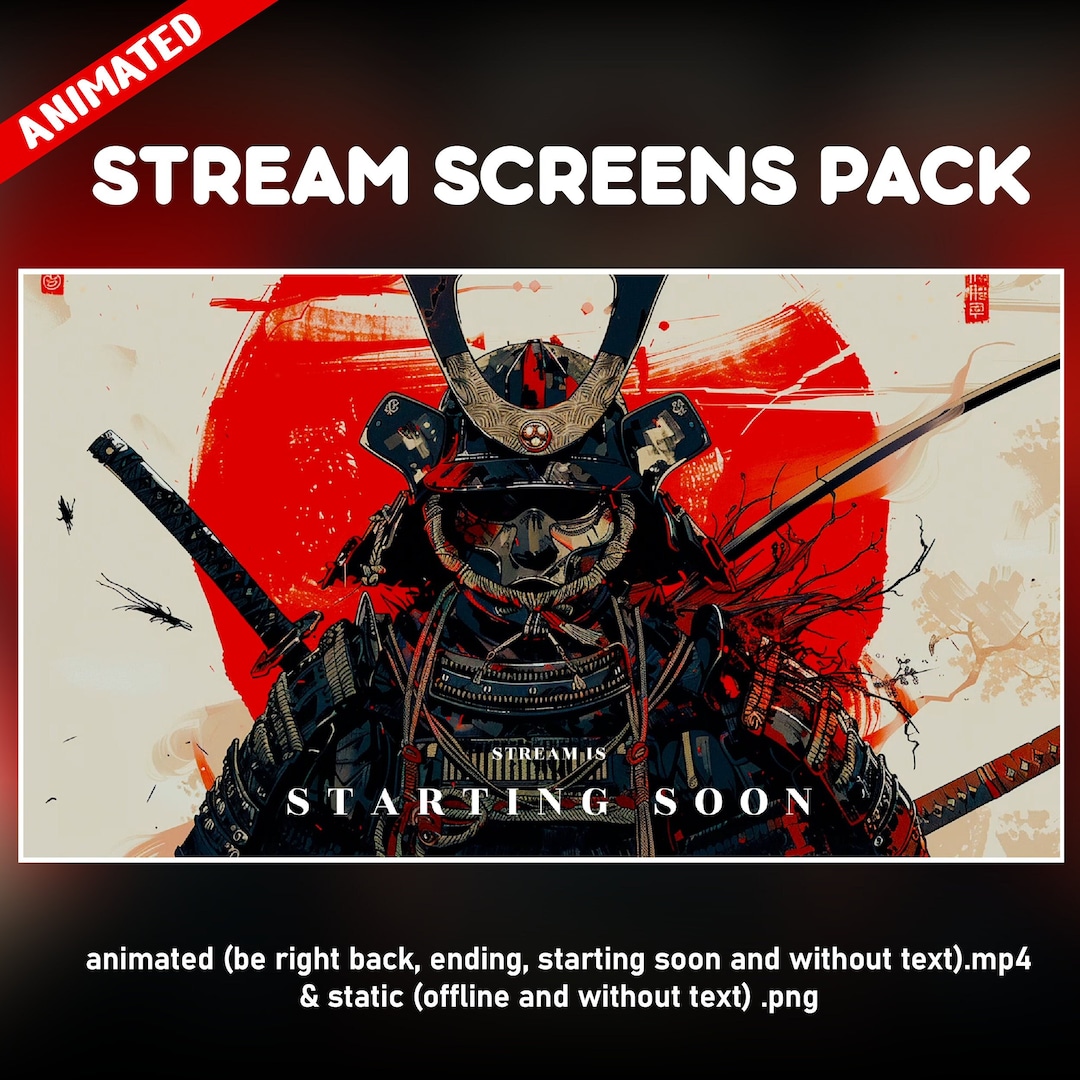 Samurai Red Twitch Overlay Animated Pack - Warrior Katana Japanese ...