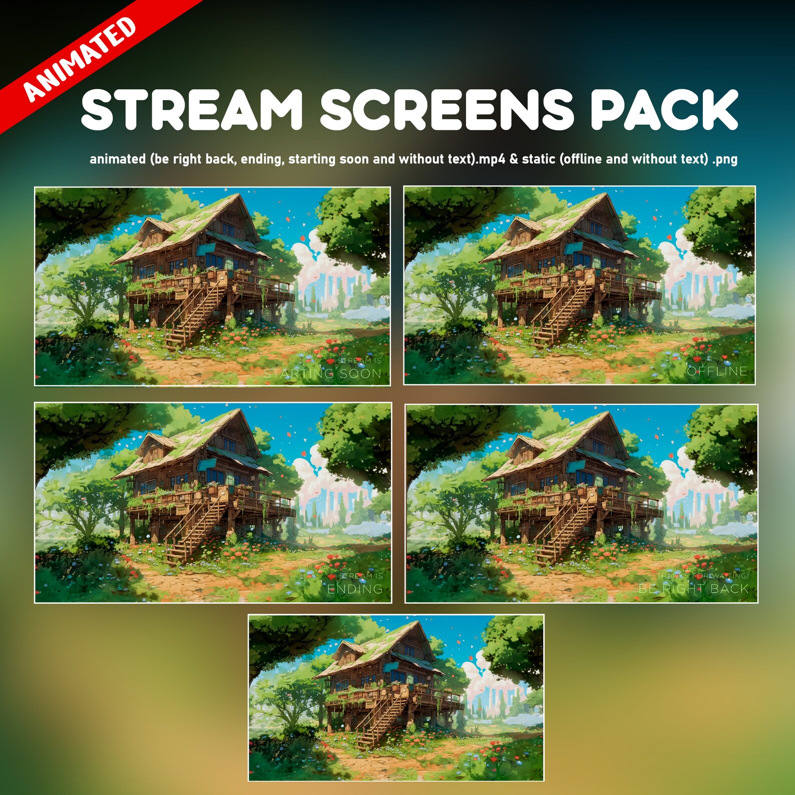 Nature Twitch Overlay Animated Package Forest Anime Overlay - Etsy