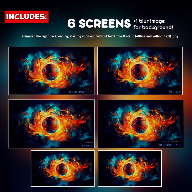 Basket Ball Twitch Overlay Animated Pack - Stream Screens Bundle Sports ...