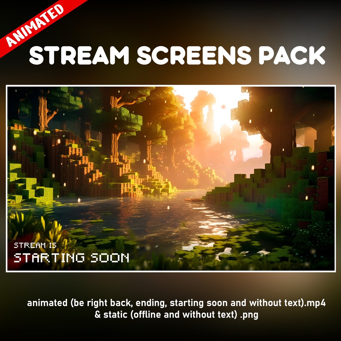Minecraft Inspired Twitch Overlay Animated Blocks Screens Pack Perfect ...