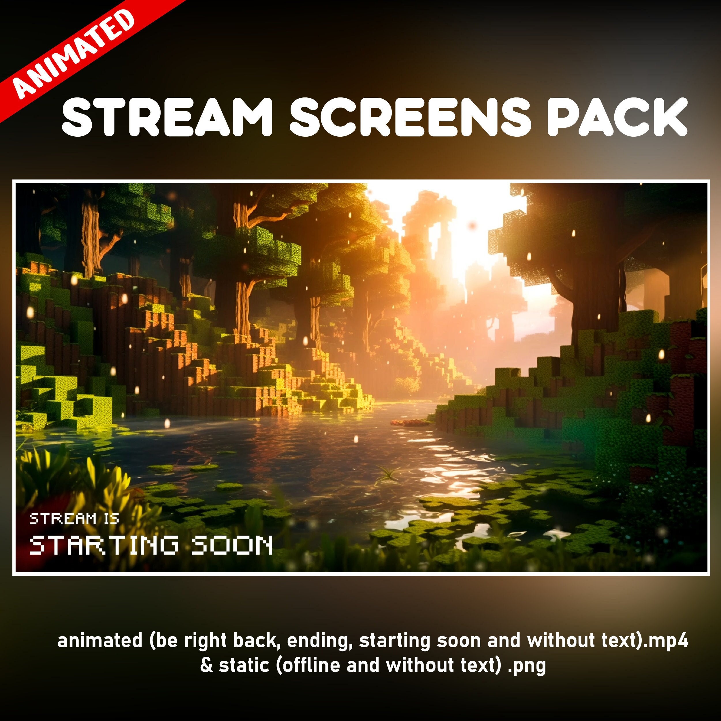 Minecraft Inspired Twitch Overlay Animated Blocks Screens Pack Perfect ...