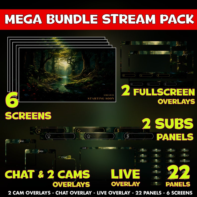 Forest Twitch Overlay Animated Pack - Plants Forest Nature Background ...