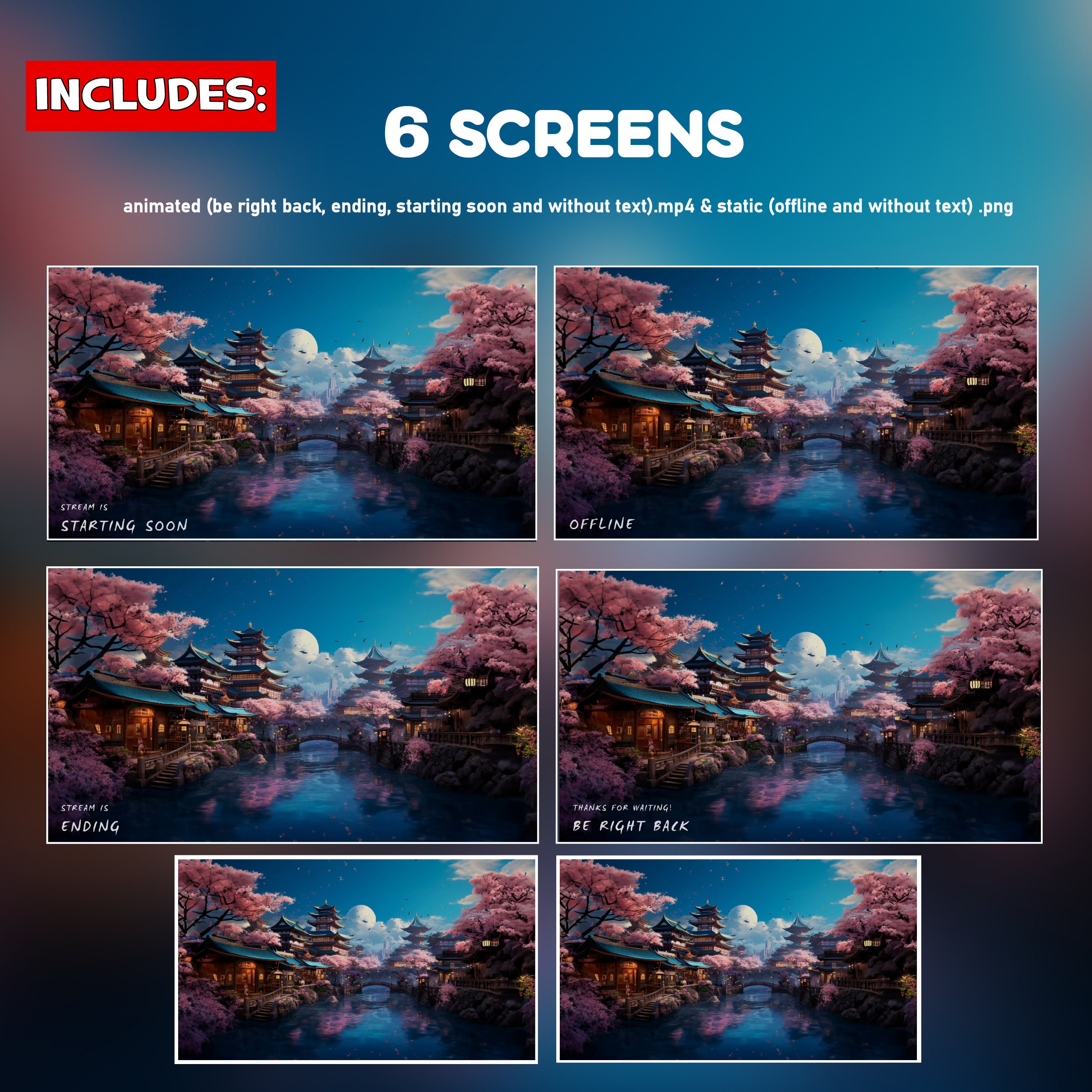 Japan City Twitch Overlay Animated Package - Cozy Asian Cherry Trees ...